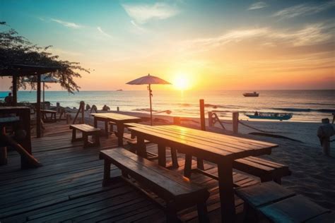Beach Bar Sunset Outdoor Generate Ai 3503660