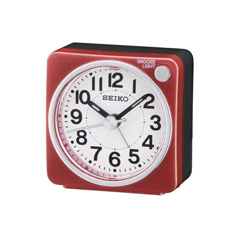 Seiko Red Battery Beep Alarm Clock Clear Dial With Light Qhe118r