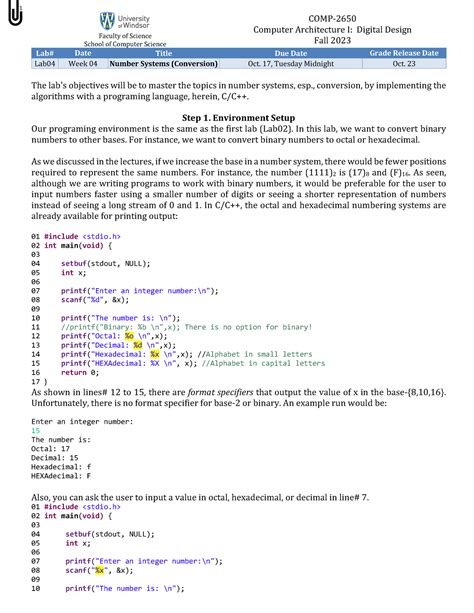 Lab04 Manual 4 Notes Faculty Of Science School Of Computer Science