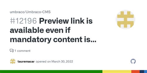 Preview Link Is Available Even If Mandatory Content Is Missing Issue Umbraco Umbraco