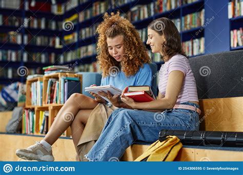 Two Girls In Library Stock Image Image Of Color Library 254306595
