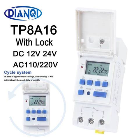 Timer Switch Din Rail Digital Tp8a16 Weekly Programmable Electronic Microcomputer Time Switch