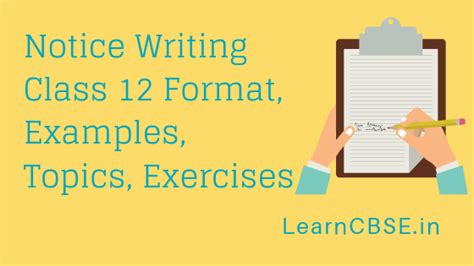Notice Writing Class 12 Format Examples Topics Exercises Learn CBSE