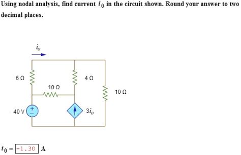 solved using nodal analysis find current io in the circuit shown