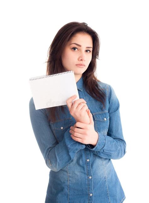 Girl Show Clean Notepad Isolated Stock Image Image Of Portrait