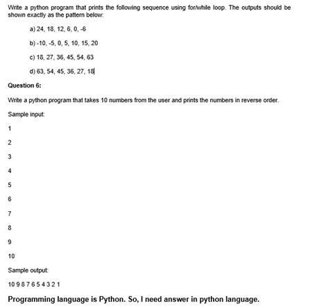 Solved Write A Python Program That Prints The Following Chegg
