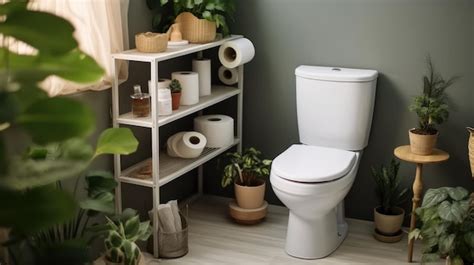Premium Ai Image Ceramic Toilet Bowl In The Bathroom