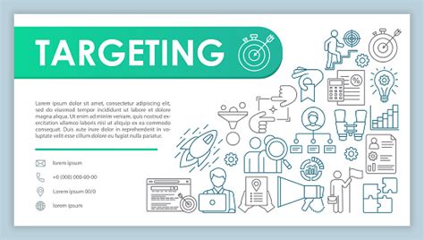 타겟팅 배너 명함 벡터 템플릿 Smm 디지털 마케팅 전화 이메일 회선 아이콘과 회사 연락처 광고 캠페인 프리젠 테이션 웹 페이지
