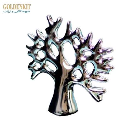 دکوری مجسمه درخت کوچک آرزو طلایی و نقره ای استند جاجواهری فروشگاه گلدن کیت