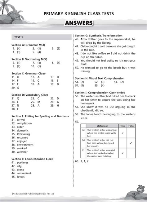English Class Tests P3 Openschoolbag