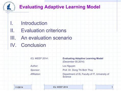 Evaluate Adaptive Learning Model At Icl December 05 2014 Ppt Education