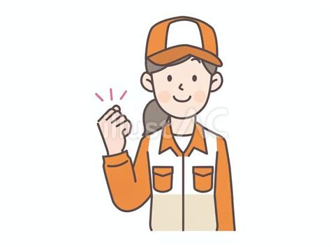 ガッツポーズするガソリンスタンド女性店員イラスト No 23182489／無料イラストフリー素材なら「イラストac」