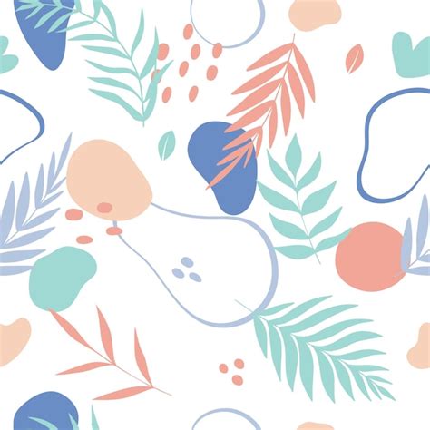 Premium Vector Different Plants And Shapes Seamless Pattern
