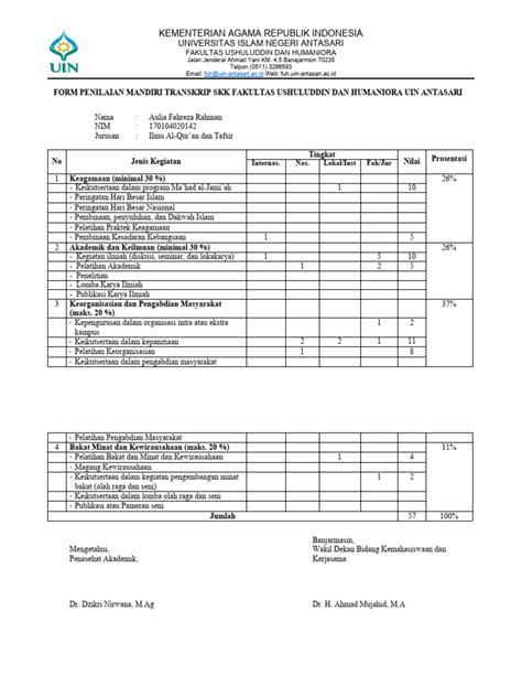 Form Penilaian Mandiri Skk Pdf