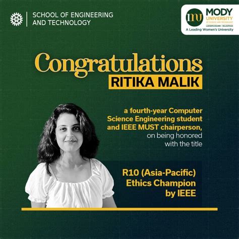 Mody University On Linkedin Loudandproud Modyuniversity Ieee Award