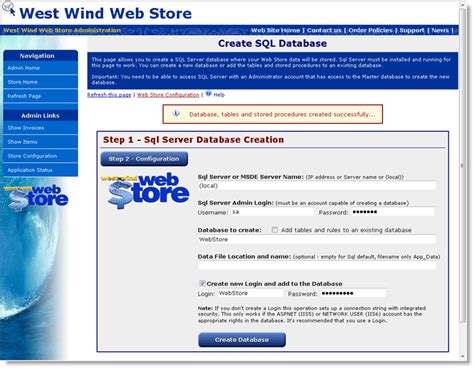 Step 1 Create Sql Server Database West Wind Web Store Net