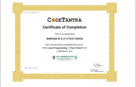 Certified In Java Programming And C Programming Through Codetantra