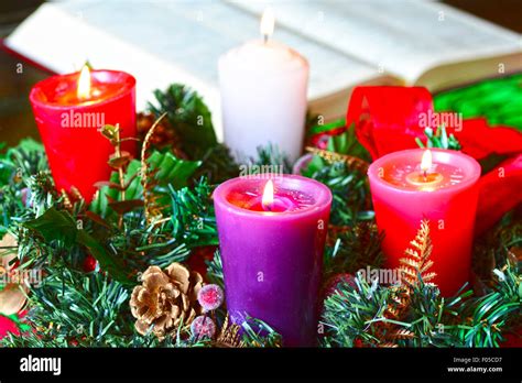 Advent Wreath Or Advent Crown Is A Christian Tradition That Symbolizes The Passage Of The Four
