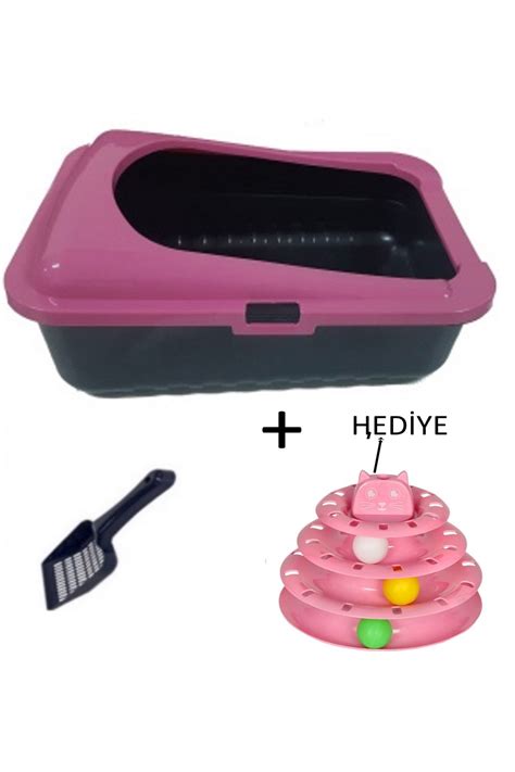 Optimalandprime Kedi Eleksiz Tuvalet Kabı Pembe ÜÇ Katli Kedİ OyuncaĞi
