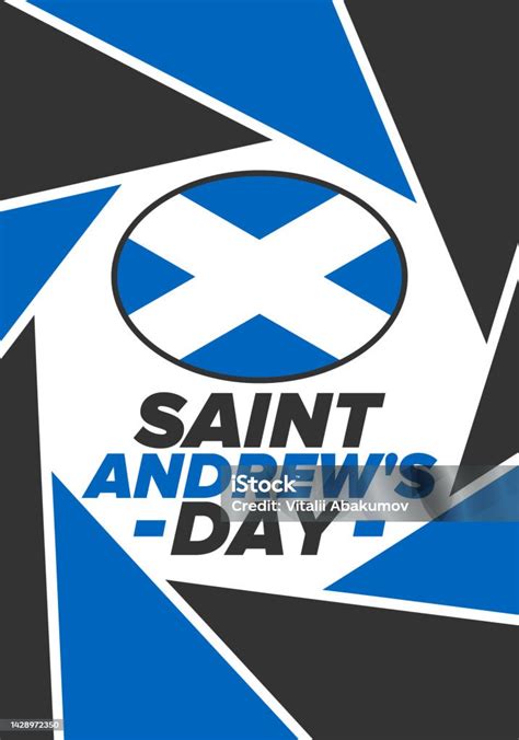 스코틀랜드에서 세인트 앤드류의 날 스코틀랜드에서 국가 날 해피 홀리데이 안데르마스는 11월 30일 매년 축하합니다 스코틀랜드 국기 애국적 요소 포스터 카드 배너 및 배경