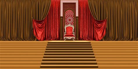 레드 카펫 입구 왕좌의 왕좌 Vip 왕좌 레드 로얄 왕좌 3d 렌더링 프리미엄 사진