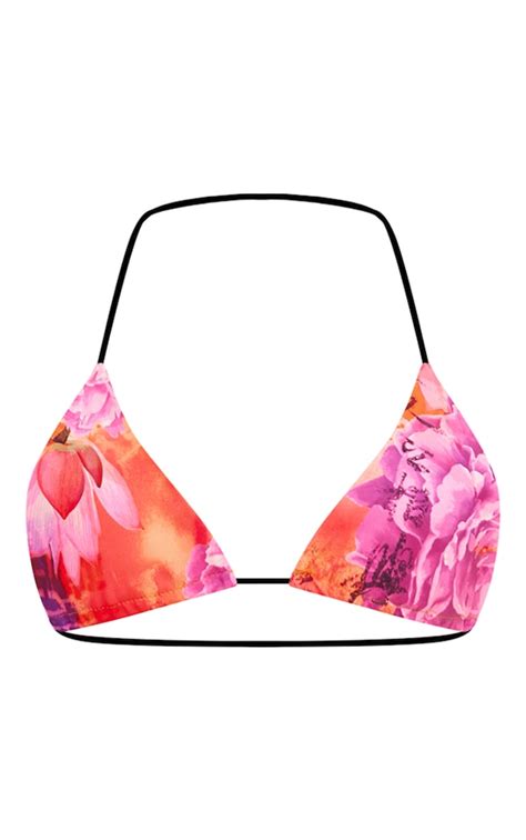 Pink Tokyo Print Triangle Bikini Top Prettylittlething