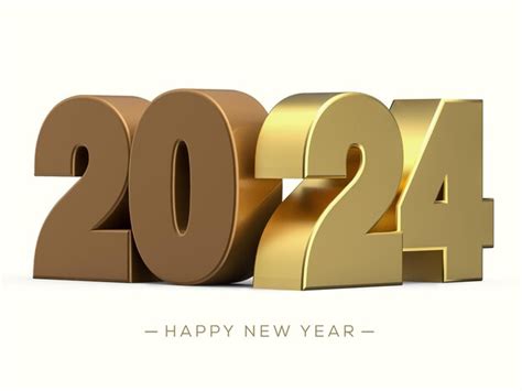 2024 번호 3d 골드 렌더 프리미엄 Psd 파일