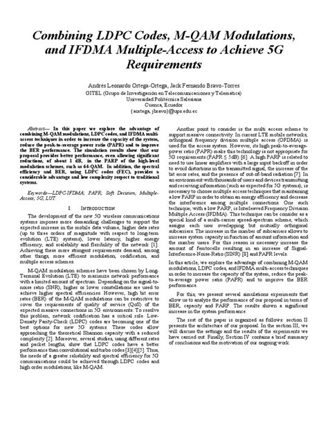 Combining Ldpc Codes M Qam Modulations And Ifdma Multiple Access To