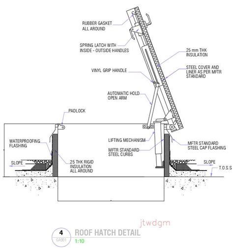 roof hatch detail in autocad 2d drawing dwg file cad file cadbull
