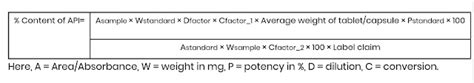 Potency Or Assay Calculation In Pharmaceutical Industry
