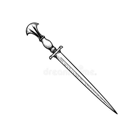 Vintage Dagger Hand Drawn Sketch Style Medieval Weapon Best For