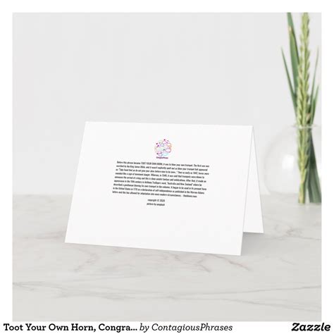 Toot Your Own Horn Congratulations Card Zazzle Congratulations