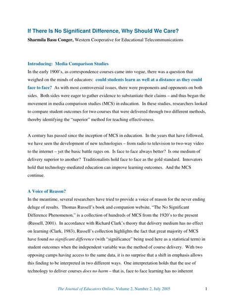 Pdf If There Is No Significant Difference Why Should We Care