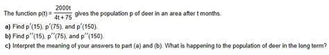 Solved The Function P T 4t 752000t Gives The Population P Chegg Com