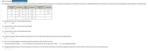 Solved A Compute Profit In Per Unit For The Base Case