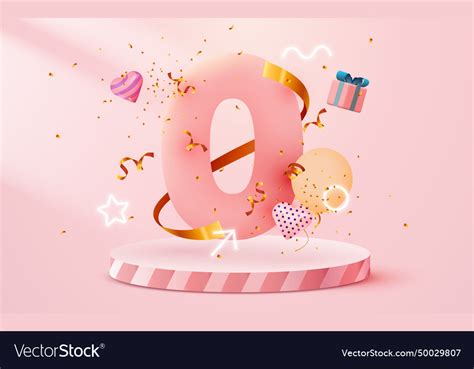 3d Zero Number With Decorative Objects Royalty Free Vector