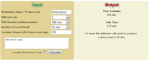Lean Simulations Takt Time Calculator Web Based Tool Makes It Easy