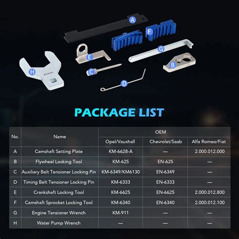 Engine Camshaft Tensioning Locking Alignment Timing Belt Tool Kit With