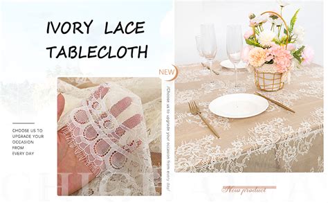 Amazon Fanqisi Ivory Lace Tablecloth 2 Pieces 60x120 Inches