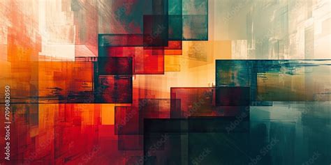 An Abstract Composition Of Overlapping Squares And Rectangles Creating A Sense Of Depth And