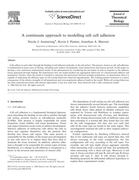 Armstrong Et Al A Continuum Approach To Modelling Cell