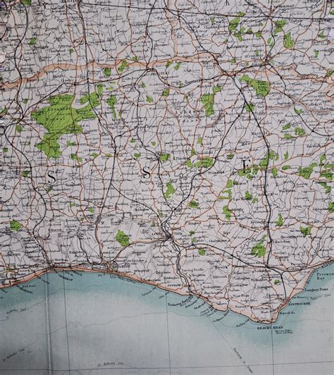 1898 Sussex Coast And Brighton Large Map South East England 125 Yrs Old