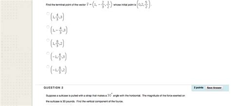 solved find the terminal point of the vector 1 whose