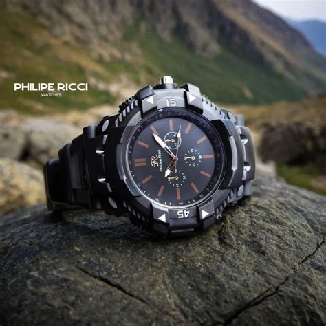 Jual PhiLipe Ricci Jam Tangan Pria Sport Tali Karet Dial Bulat Besar Laki Laki Desain Sporty