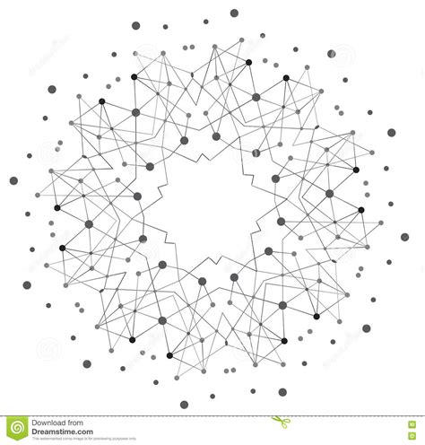 Shape Molecular Structure With Lines And Dots Stock Vector