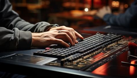 Free Photo A Busy Businessman Typing On A Computer Keyboard Indoors At Night Generated By