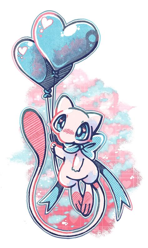 Mew With Corazón Balloons Mew The Pokemon Fan Art 40823081 Fanpop