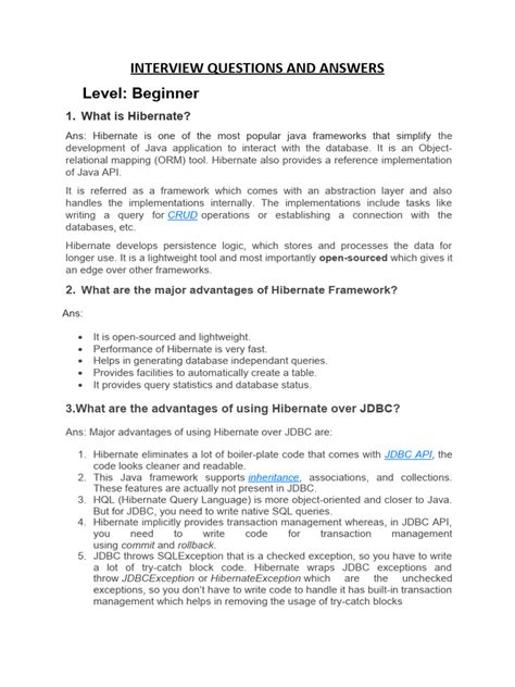 Interview Questions And Answers Pdf Databases Object Oriented