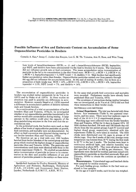 Pdf Possible Influence Of Sex And Embryonic Content On Accumulation