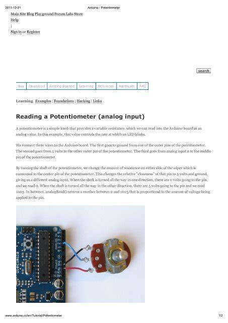 arduino potentiometer pdf